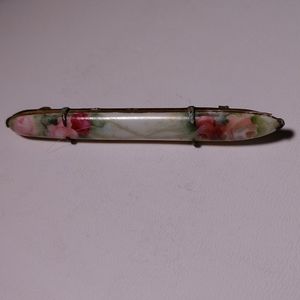 Vintage Enamel Painted Pin | Jewelry | Vintage Enamel Painted Roses Bar ...